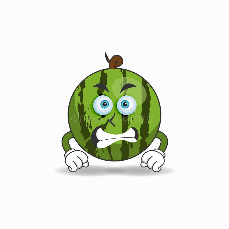Watermelon Mascot Character with Angry Expression. Vector Illustration ...