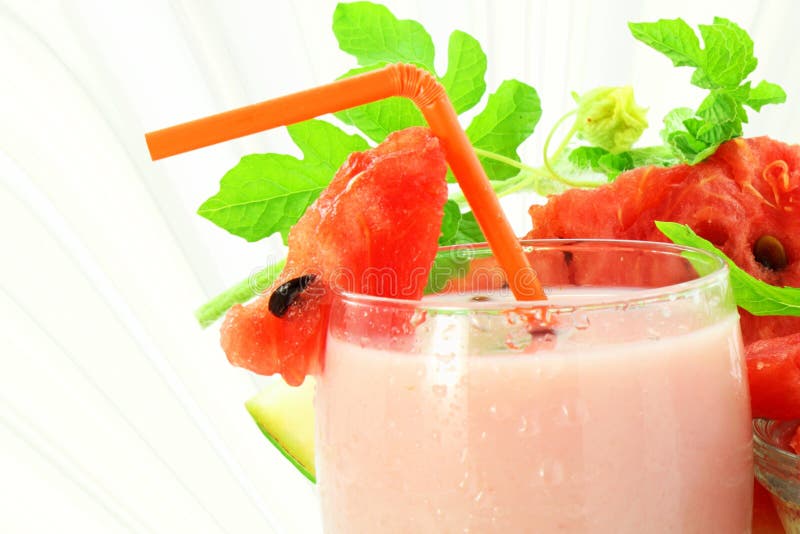 Watermelon Milkshake and Watermelon Stock Photo - Image of milkshake ...