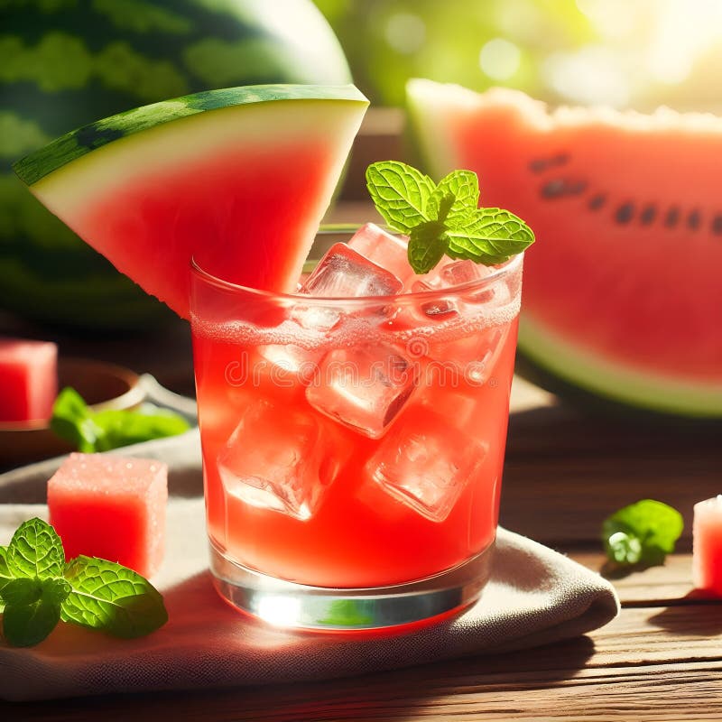 Watermelon and Mint Refresher Drink Stock Illustration - Illustration ...