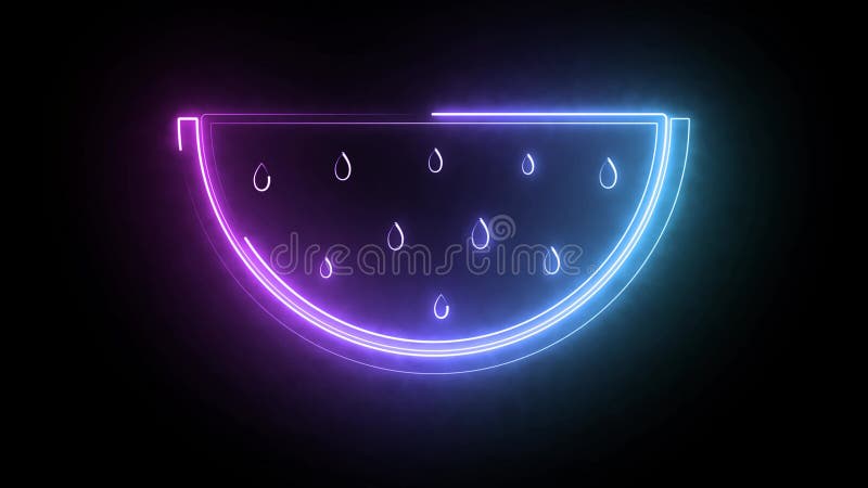 Watermelon Neon Icon in the Dark Stock Footage - Video of emblem ...