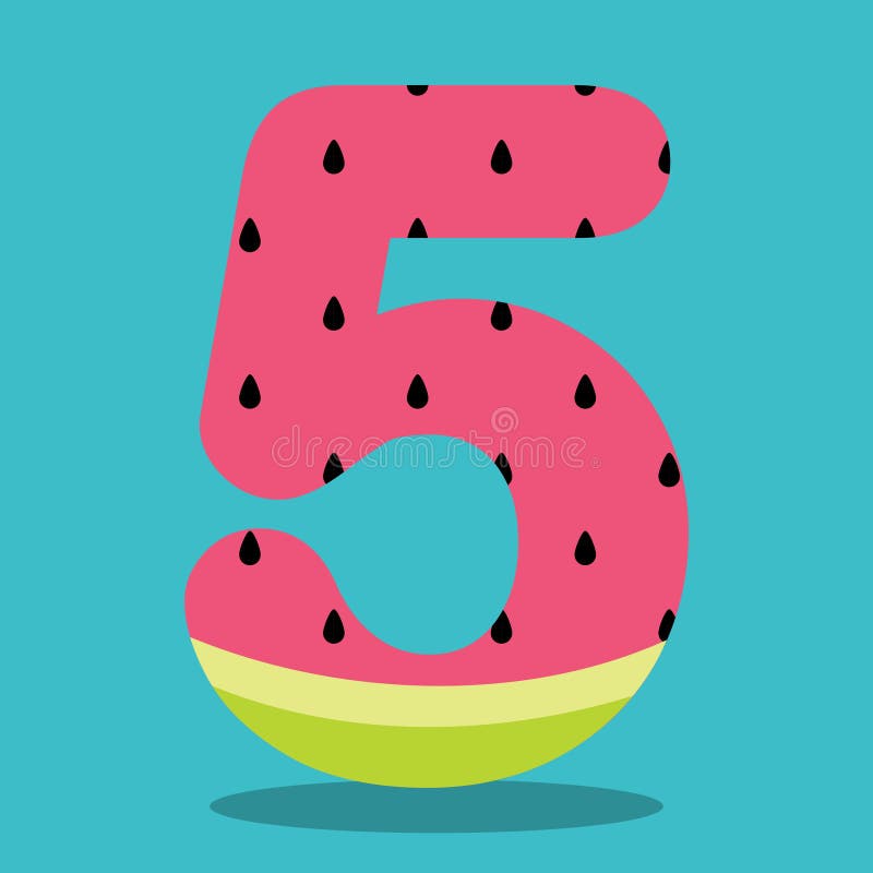WATERMELON NUMBERS 05 stock vector. Illustration of numbers - 197990048