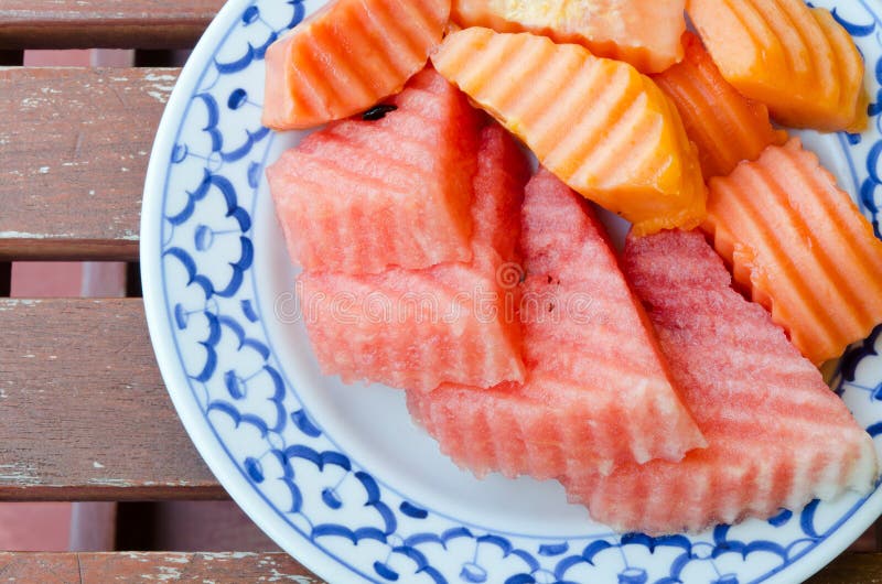 Watermelon and papaya stock photo. Image of lunch, portion - 38319652