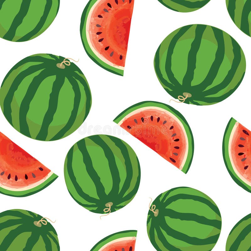 Watermelon Pattern. Fruit Juicy Slice Pieces Seamless Texture Stock ...