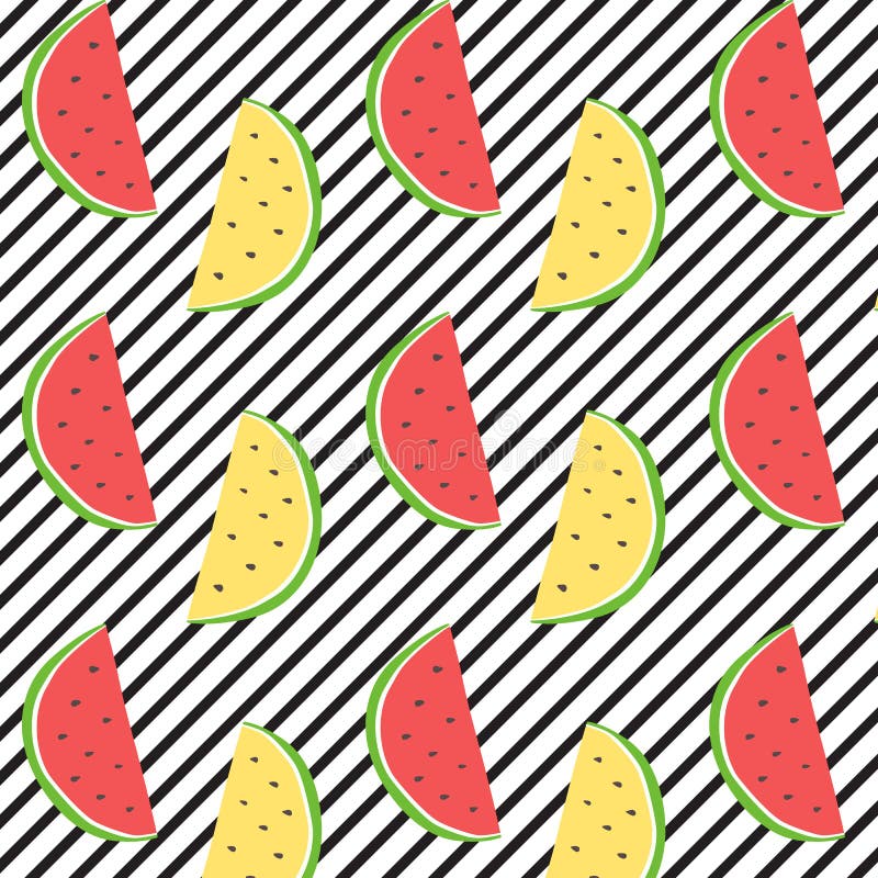 Vector Seamless Texture Painted Handmade Watermelon and Wood Stock ...