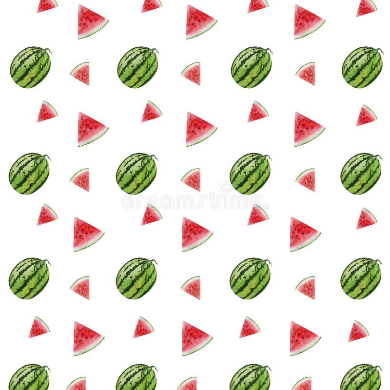 Watermelon Pattern Watercolor Stock Illustration - Illustration of ...