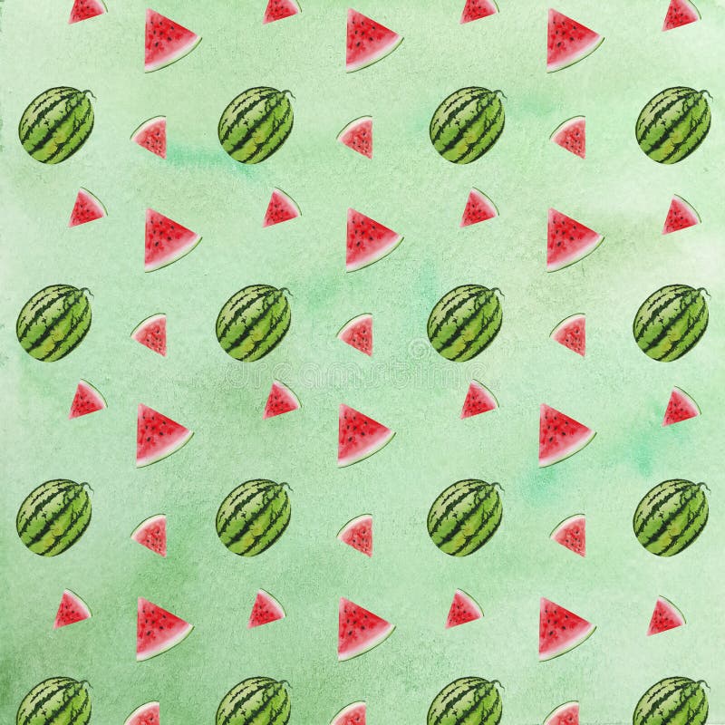 Watermelon Pattern Watercolor Stock Illustration - Illustration of ...