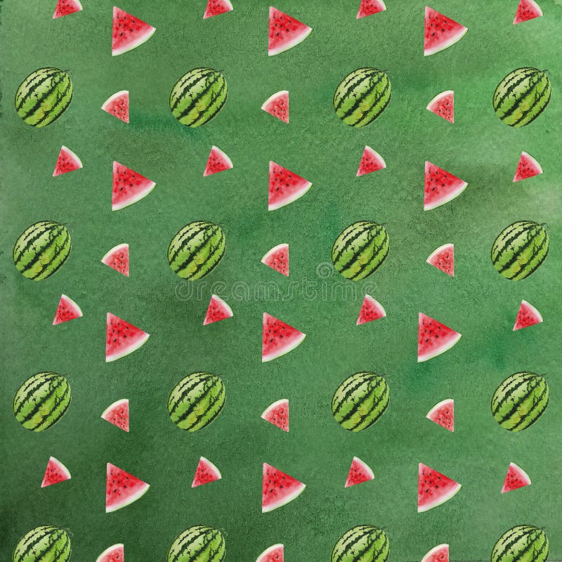 Watermelon Pattern Watercolor Stock Illustration - Illustration of ...