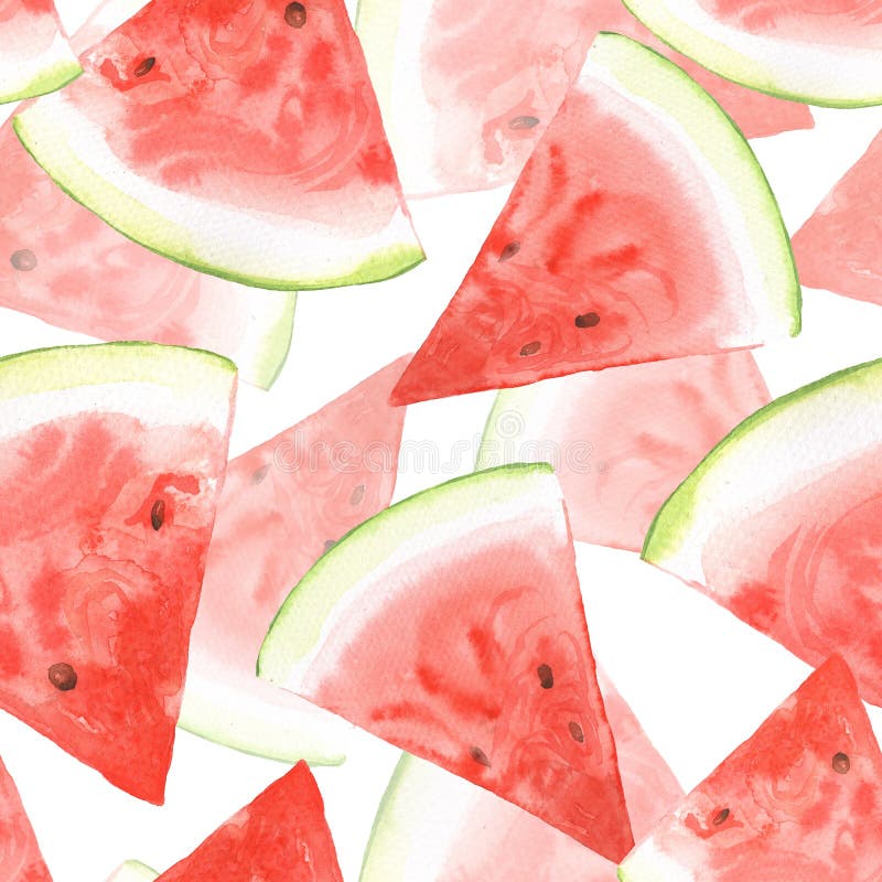 Watermelon Pattern. Watercolor Stock Illustration - Illustration of ...