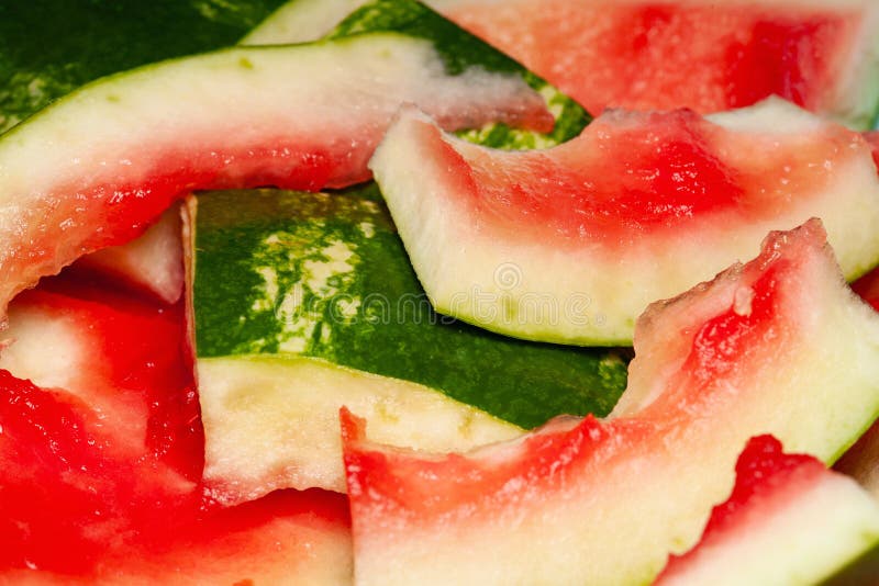 Watermelon Peels. Rind of Cut Watermelon. Selective Focus Stock Photo ...
