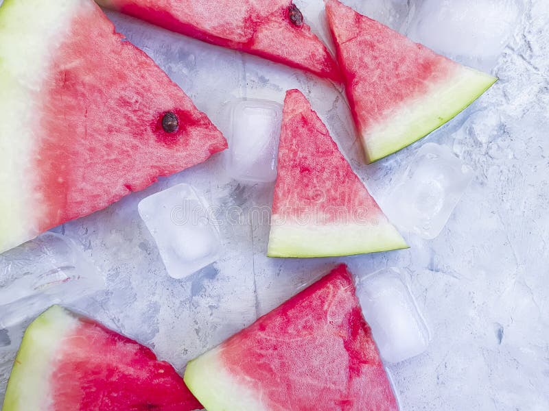 Watermelon Piece a Gray Concrete Background Stock Image - Image of ...