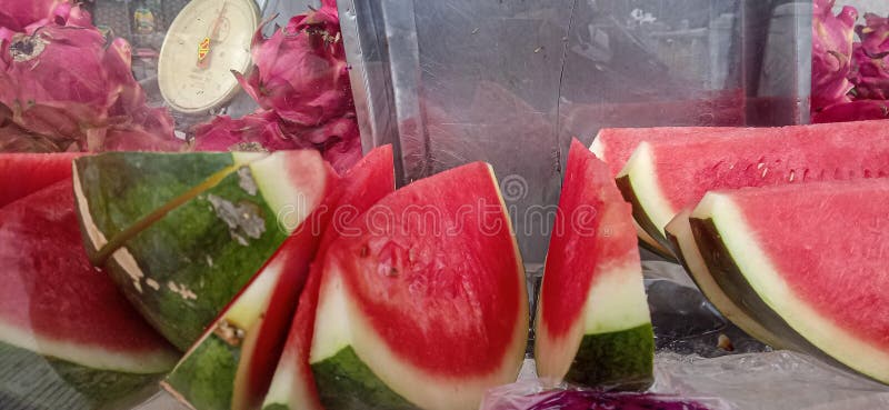 Watermelon Pieces in the Food Box Stock Image - Image of white ...