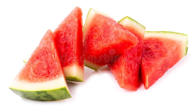 Watermelon and Watermelon Pieces Isolated on a White Background Stock ...
