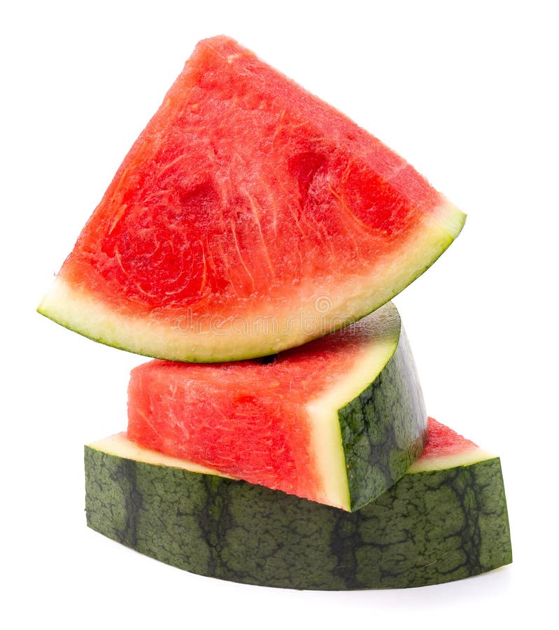 Watermelon and Watermelon Pieces Isolated on a White Background Stock ...