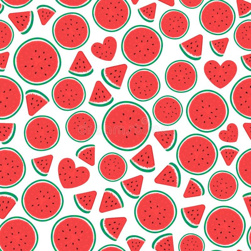 Watermelon Pieces Seamless Pattern Surface Design. Vector Illustration ...