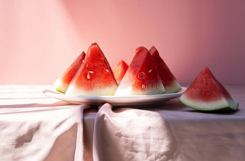 Watermelon Pieces. Summery Still Life Stock Image - Image of vintage ...