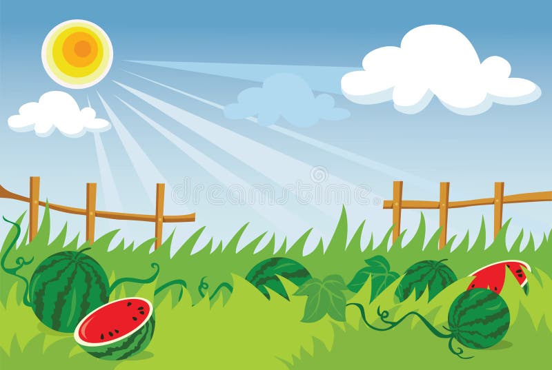 Cartoon Watermelon Gardening