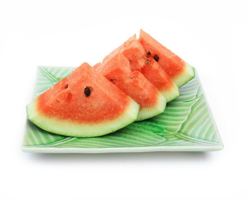 Watermelon on plate stock image. Image of water, plate - 25564175