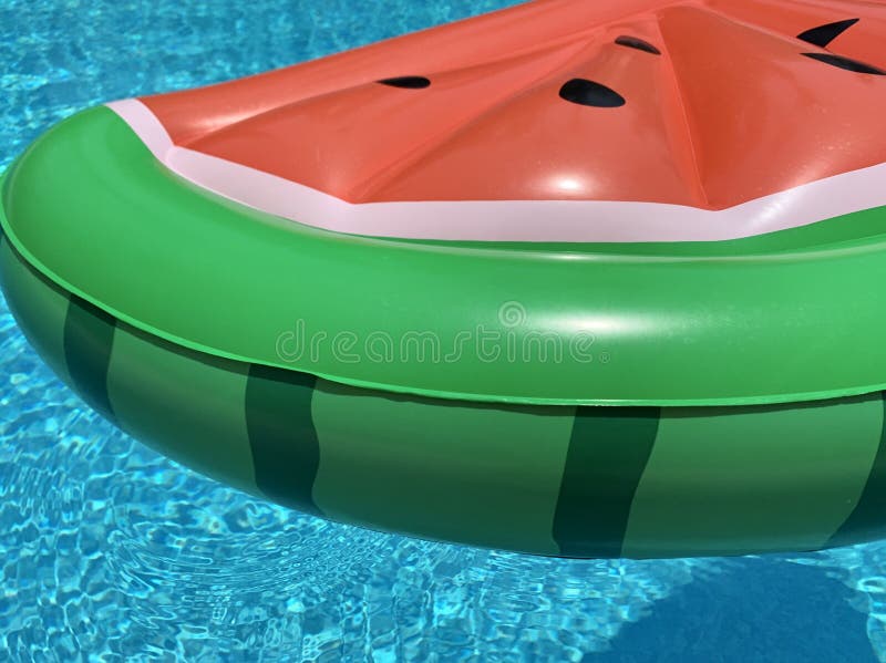 Watermelon Pool Float, Part of Ring Floating in a Refreshing Blue ...