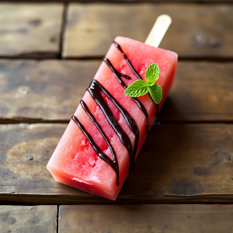 A Watermelon Popsicle Shaped Like a Triangle Slice with a Drizzle of ...