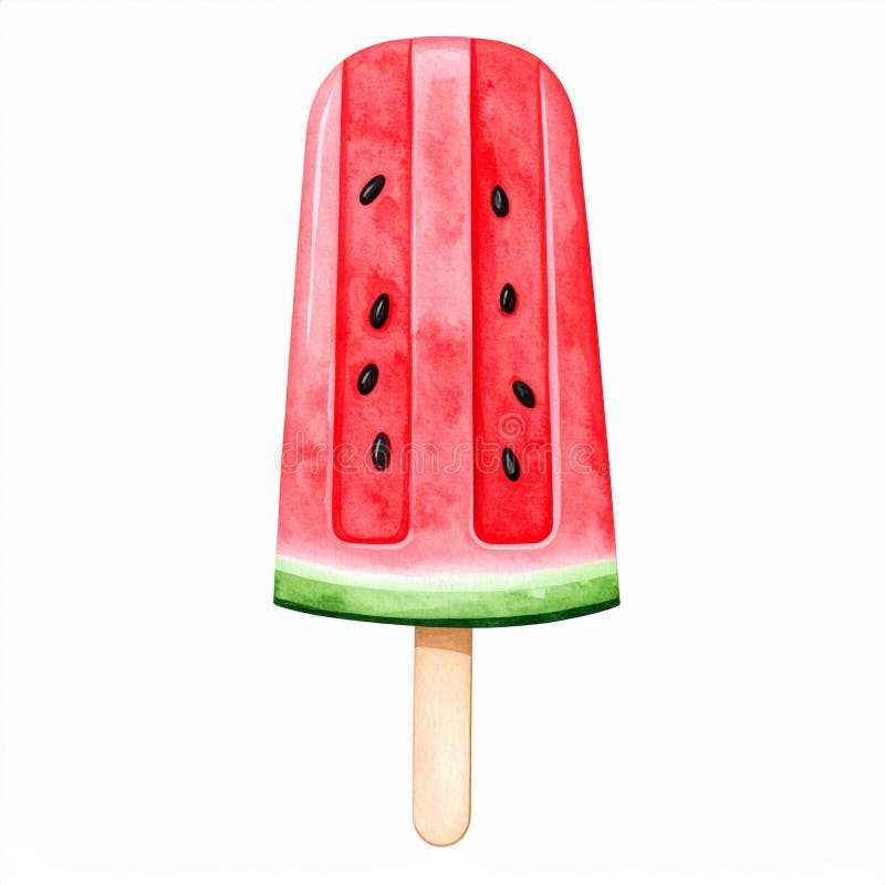 Watermelon Popsicle on White Background Stock Illustration ...