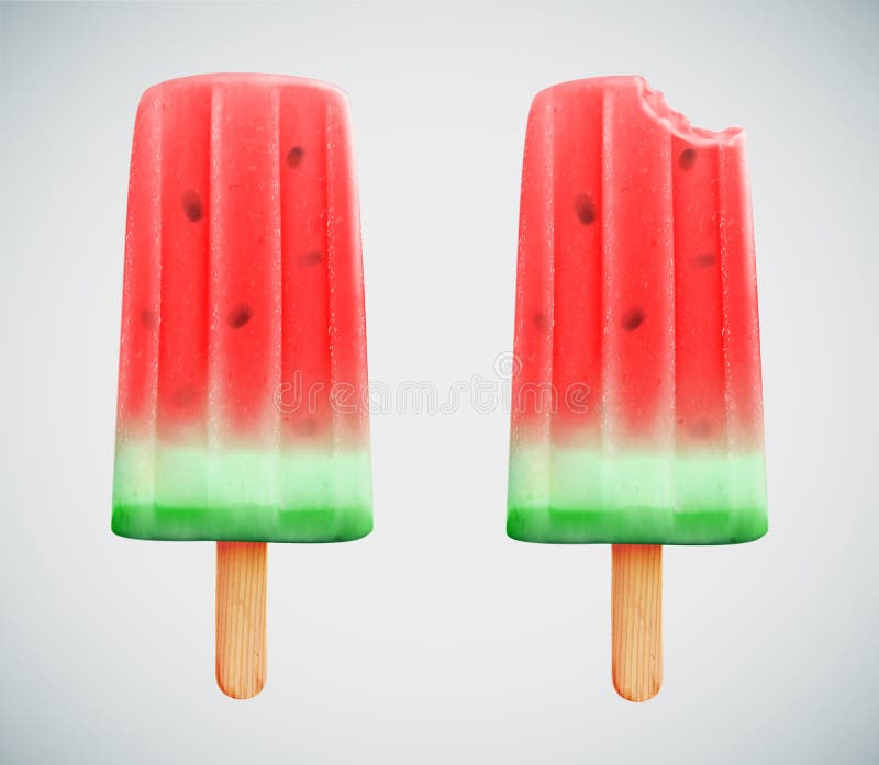 Watermelon Popsicles Realistic Illustration Stock Vector - Illustration ...