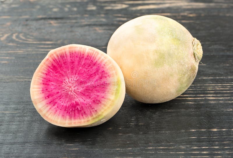 Watermelon Radishes and Half Stock Image - Image of dark, root: 85284701
