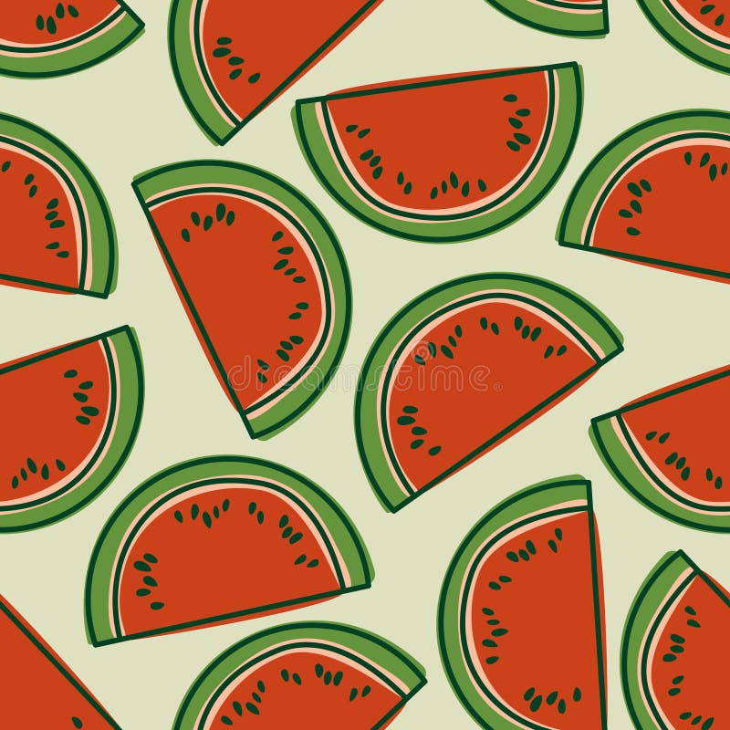 Watermelon Repeat Pattern Design. Hand-drawn Background Stock Vector ...
