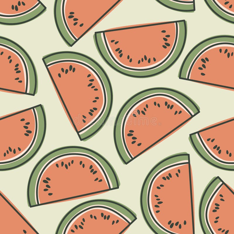 Watermelon Repeat Pattern Design. Hand-drawn Background Stock ...