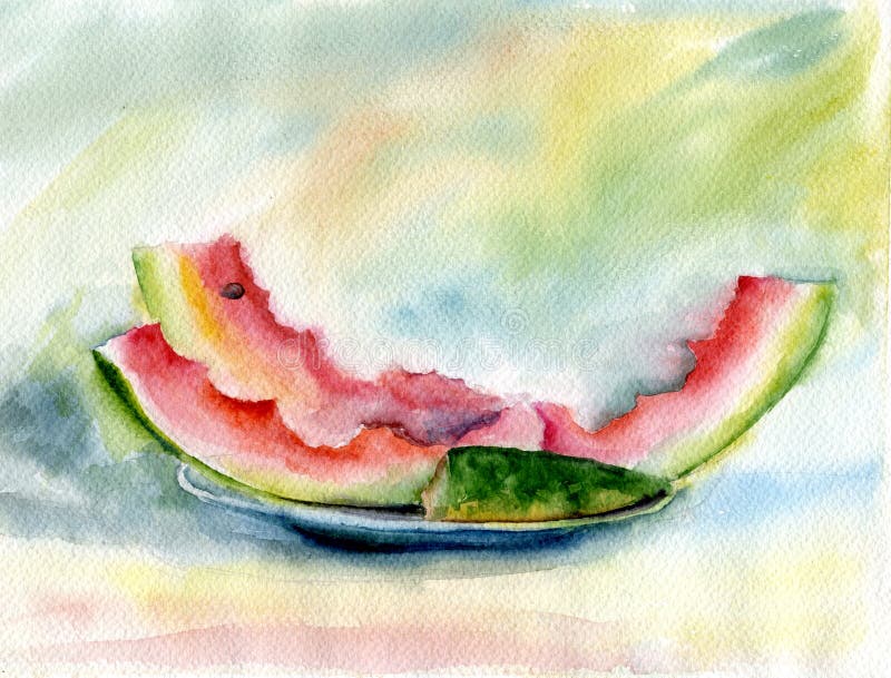 Watercolor watermelon stock illustration. Illustration of life - 28047934