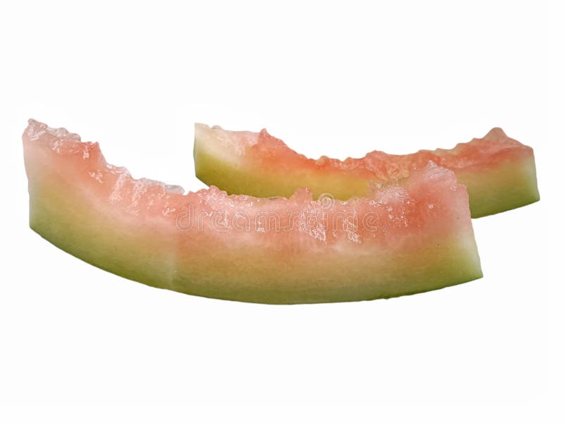 Close-up of Watermelon Rind Slices on a White Background Stock ...