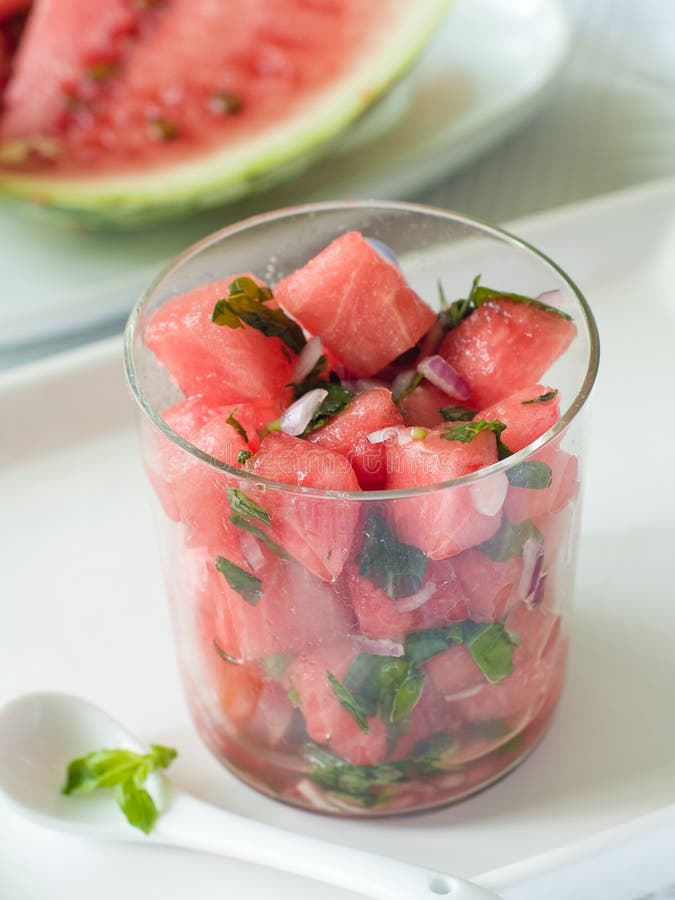 Watermelon salsa stock image. Image of sweet, onion, watermelon - 15785527