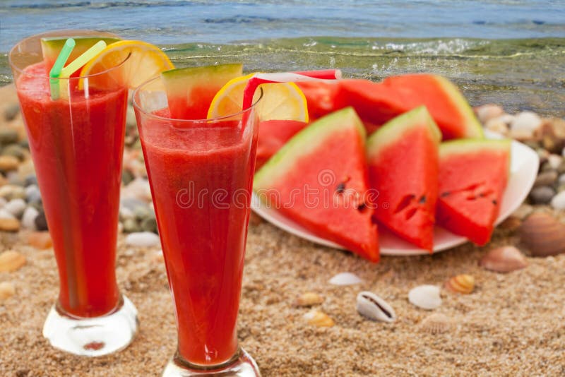 Watermelon the sea beach stock photo. Image of ripe, healthy - 57095952