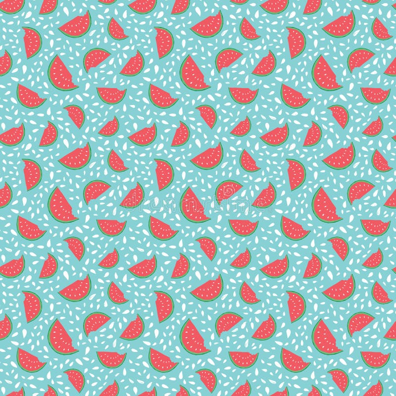 Watermelon Seamless Pattern Hand Drawn. Vector Illustration Stock ...