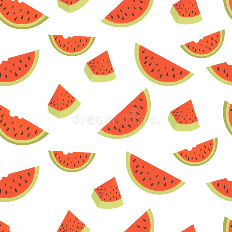 Watermelon Seamless Pattern. Scattered Slices of Red Watermelons on a ...