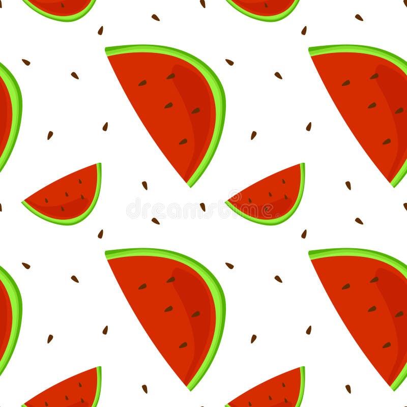 Watermelon Seamless Pattern. Watermelon Slices and Seeds Stock Vector ...