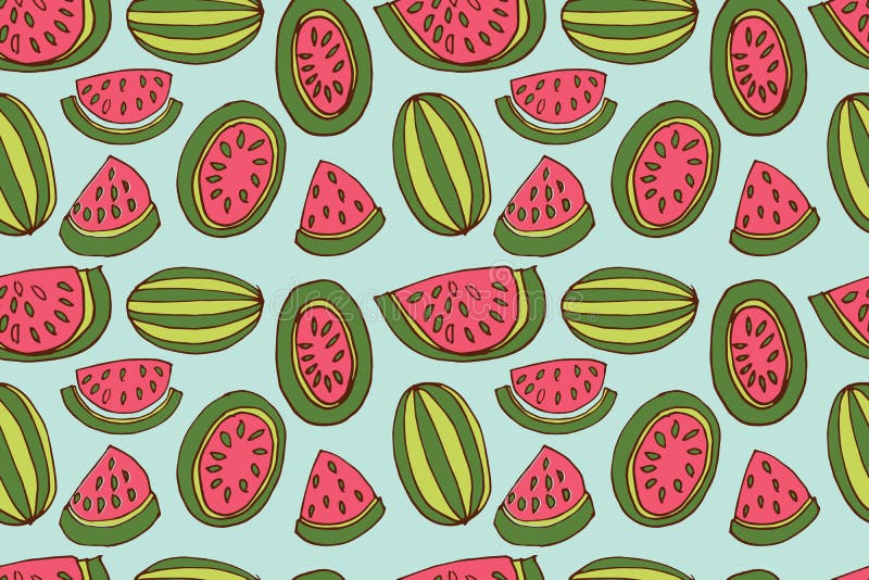 Watermelon Seamless Pattern. Stock Vector - Illustration of food, juicy ...