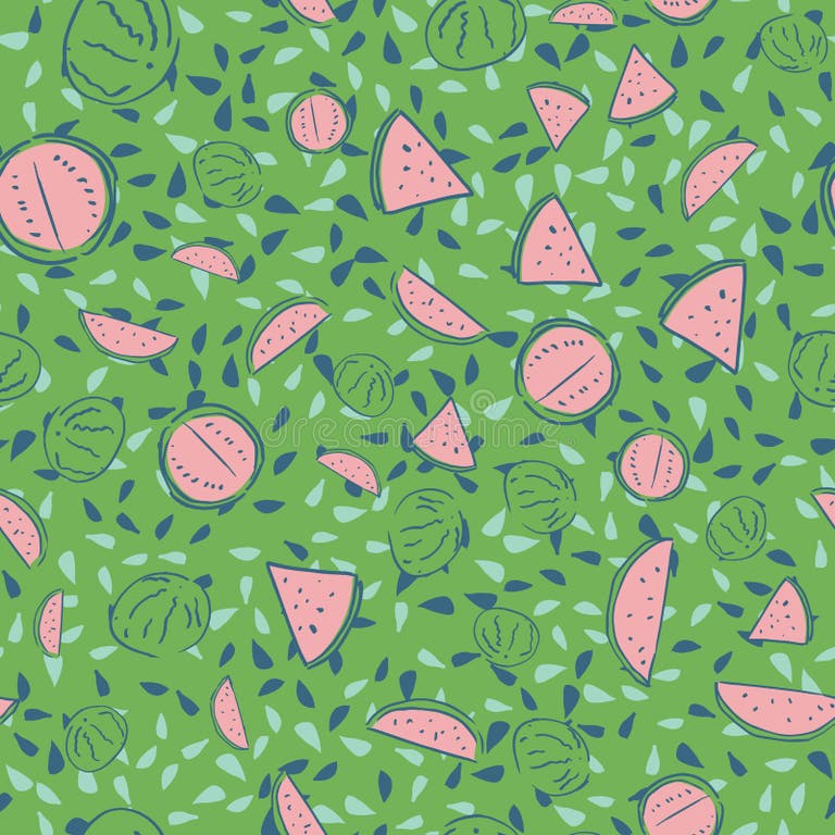 Watermelon Seamless Repeat Pattern Design Stock Vector - Illustration ...