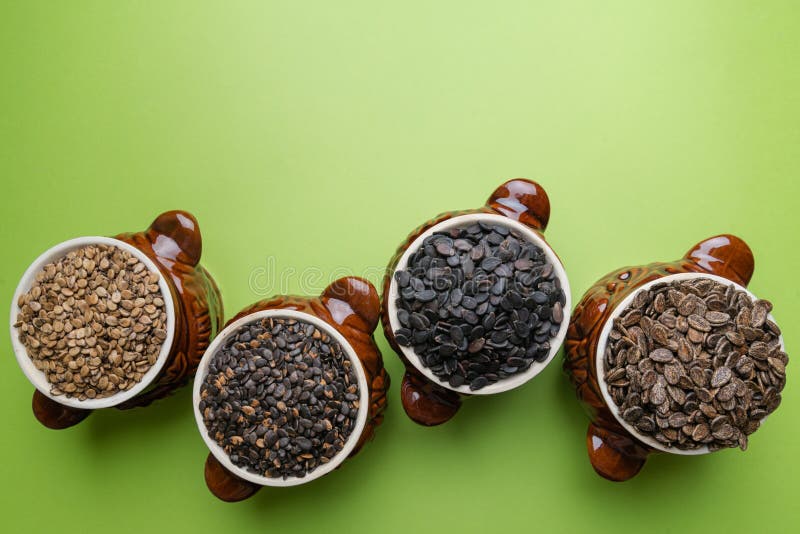 Watermelon Seeds.Various Varieties of Watermelon Seeds on a Green ...