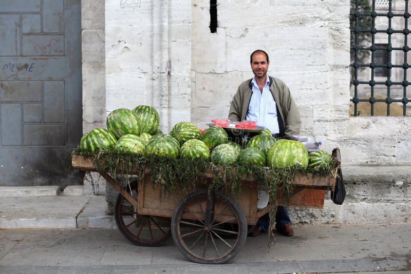 Watermelon Seller in Istanbul Editorial Photography - Image of melon ...