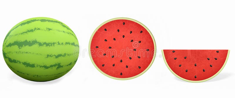 The Watermelon Set in Various Shapes 3d-rendering Stock Illustration ...
