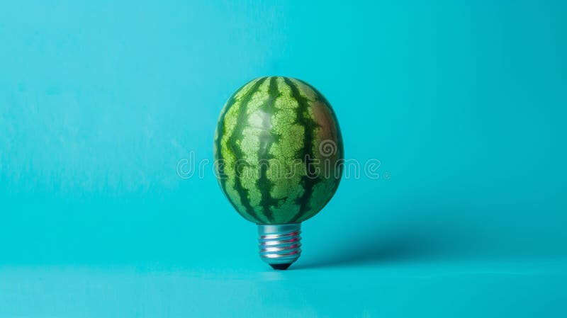 Watermelon Shaped Like a Light Bulb on a Blue Background, Creative ...