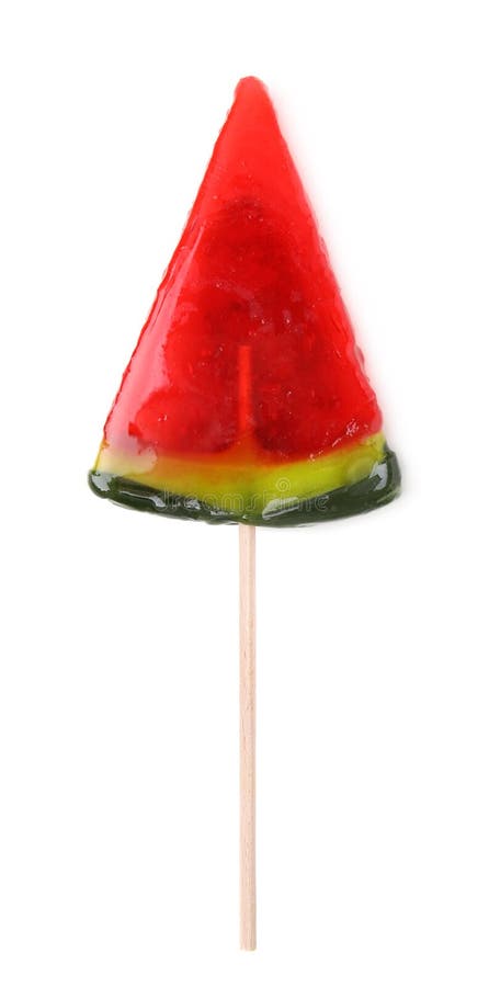 Watermelon Shaped Lollipop Isolated on White, Top View Stock Image ...