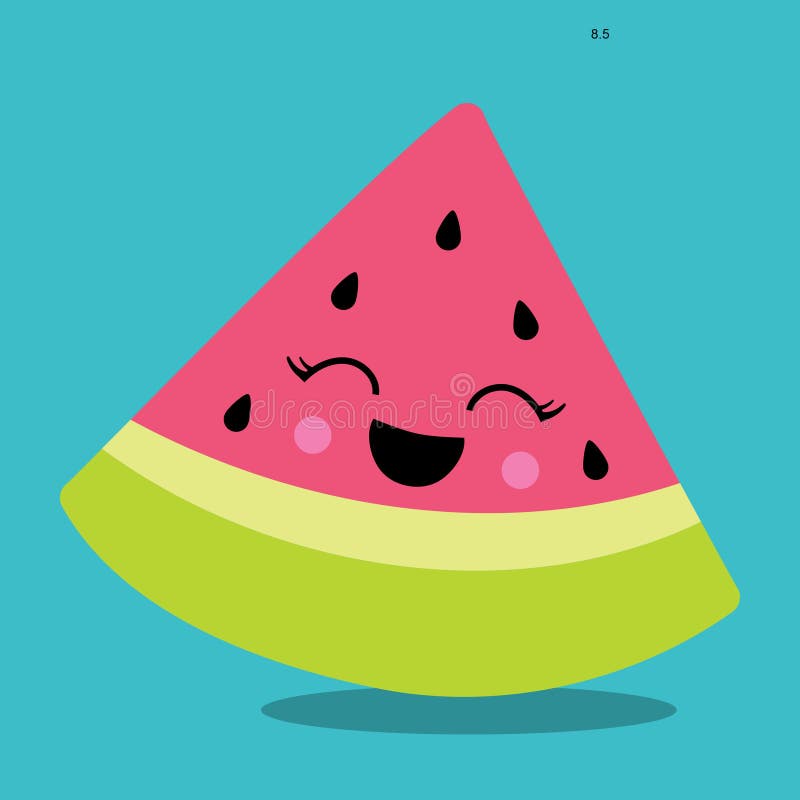 Watermelon Shapes Smiley One Forth 11 Stock Vector - Illustration of ...