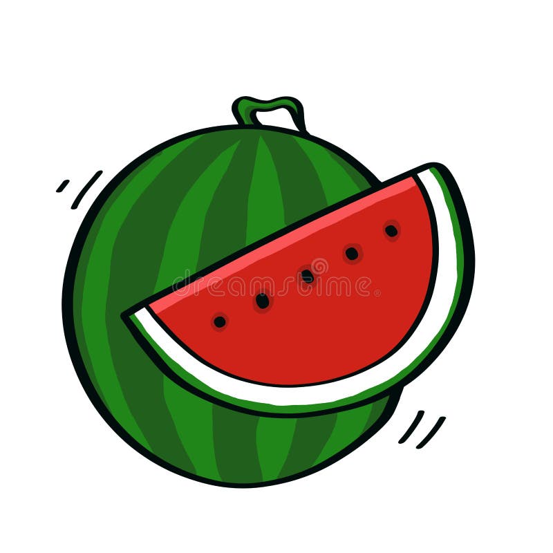 Watermelon in Simple Drawing Isolated on White. Stock Illustration ...