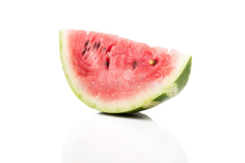 Watermelon Single Slice Isolated at White Background Stock Photo ...
