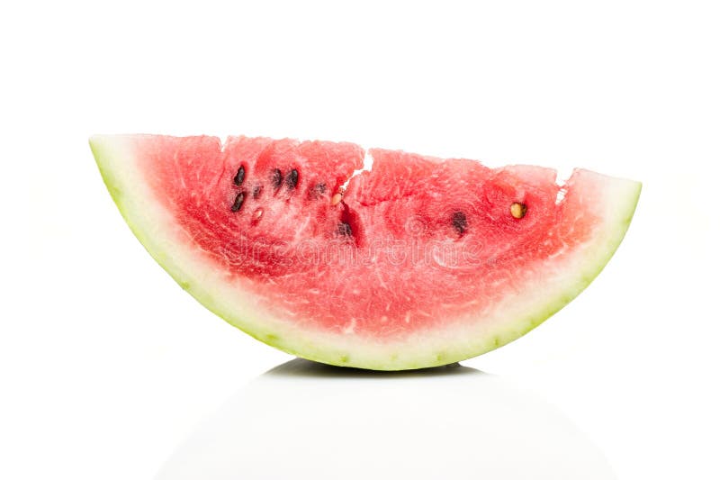 Watermelon Single Slice at White Background Stock Image - Image of ...