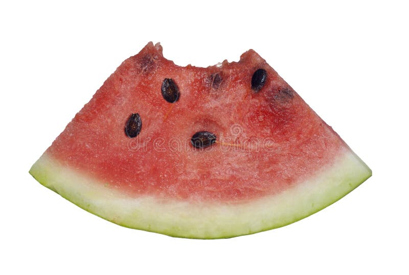 Watermelon Slice with a Bite Missing Stock Photo - Image of fruit ...