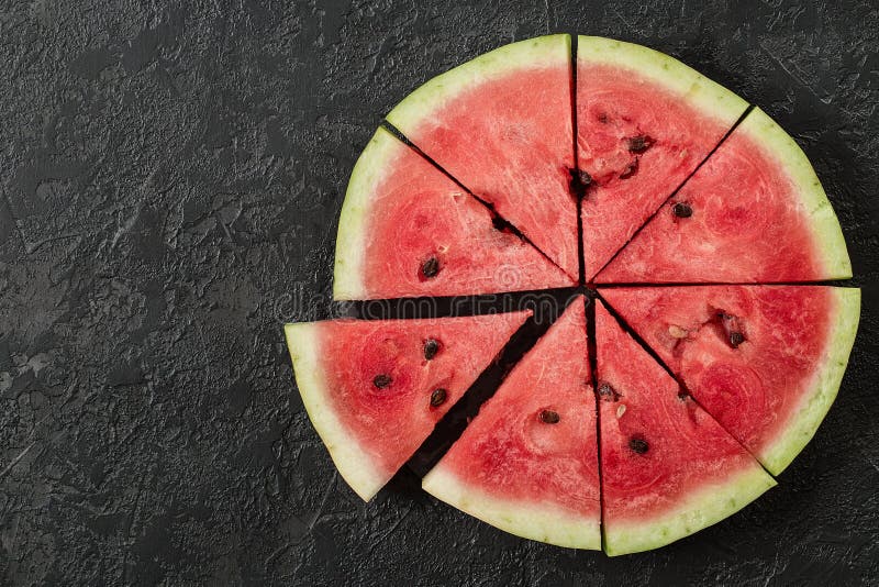 Watermelon Slice on Dark Stone Table. Summer Background Stock Image ...