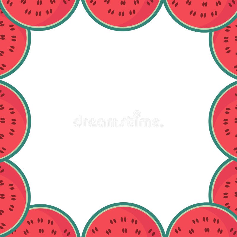 Watermelon Slice Frame on a White Background Stock Vector ...