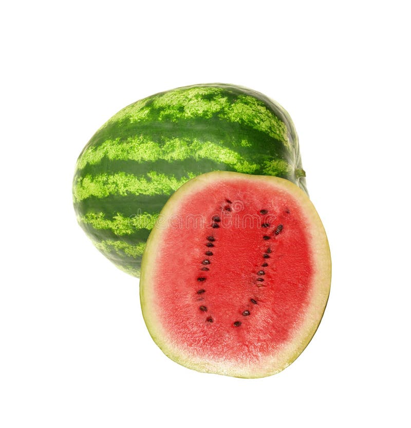 Watermelon and Slice Isolated Stock Photo - Image of pulp, studio ...